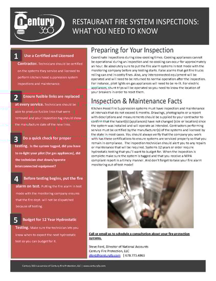 Top 5 Things to Know: Restaurant Fire System Inspections