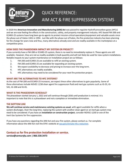 The AIM Act and Fire Suppression Systems