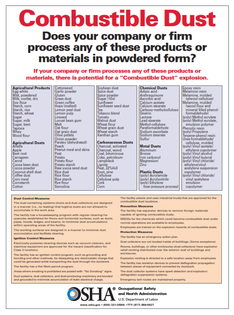 OSHA Combustible Dust Poster
