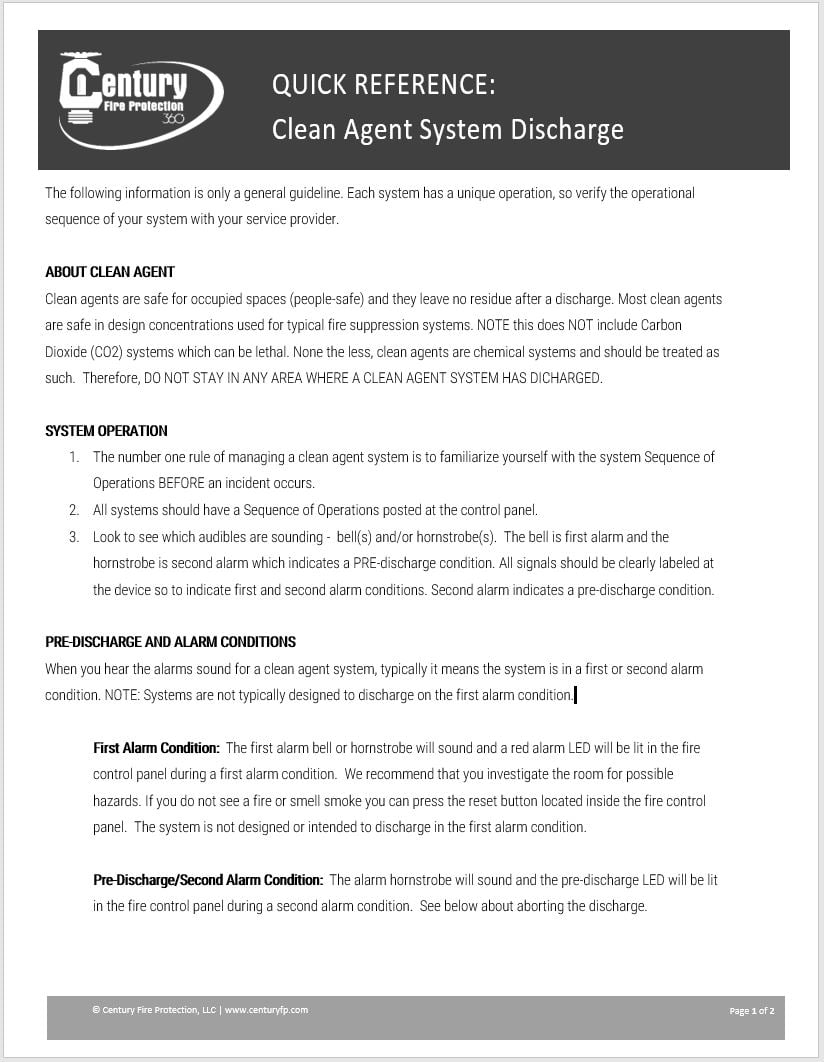 Quick Reference for Clean Agent Discharge