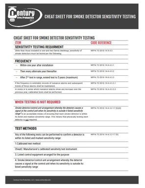 Cheat Sheet for Smoke Detector Sensitivity Testing