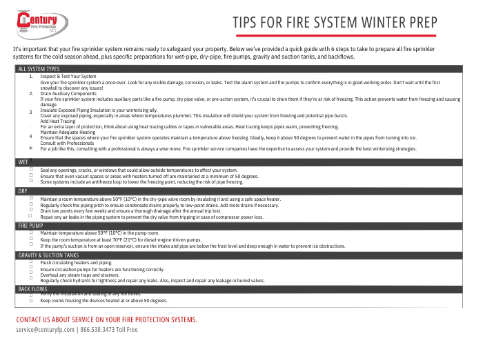 Tips for Fire System Winter Prep